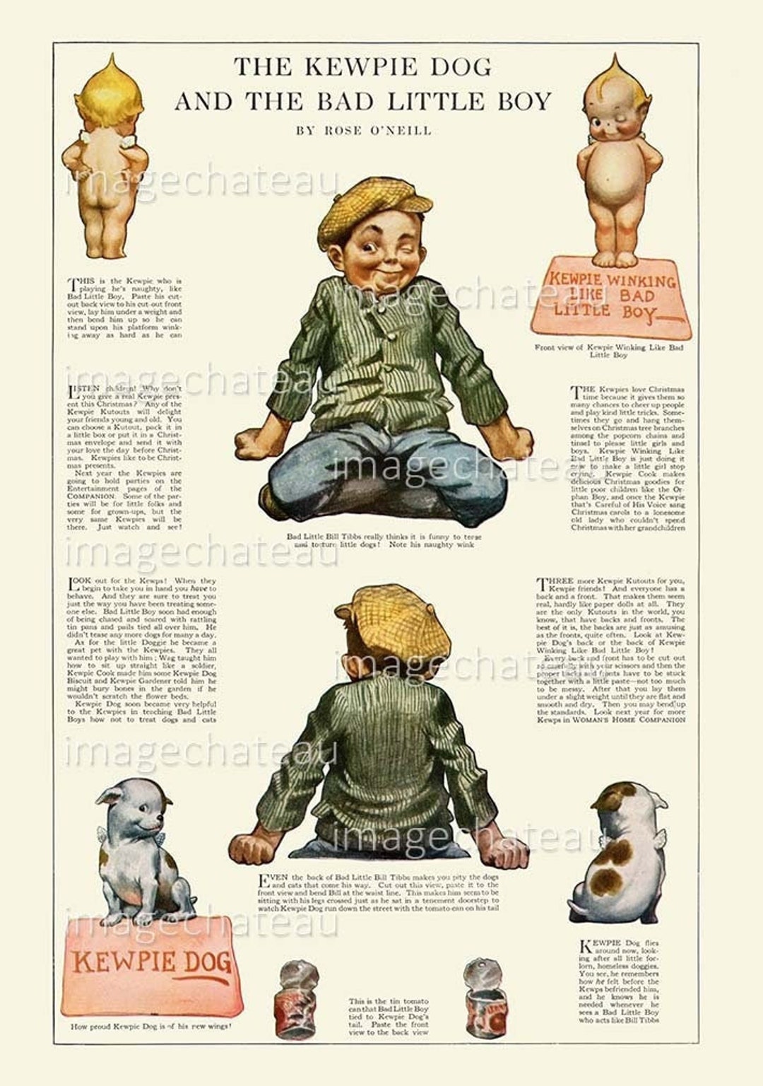 KEWPIE Dog DIGITAL DOWNLOAD Bad Little Boy Cut Outs by Rose O'neill ...