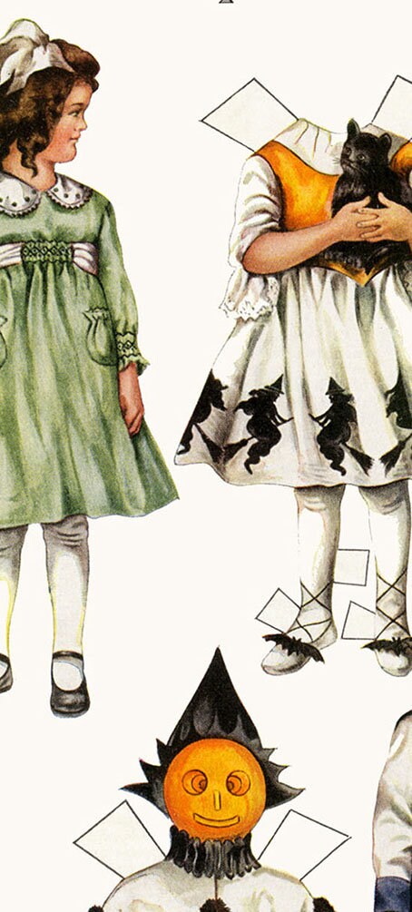 HALLOWEEN Printable Paper Dolls DIGITAL Download Black CAT Costume ...