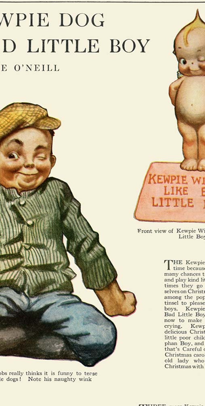 KEWPIE Dog DIGITAL DOWNLOAD Bad Little Boy Cut Outs by Rose O'neill ...