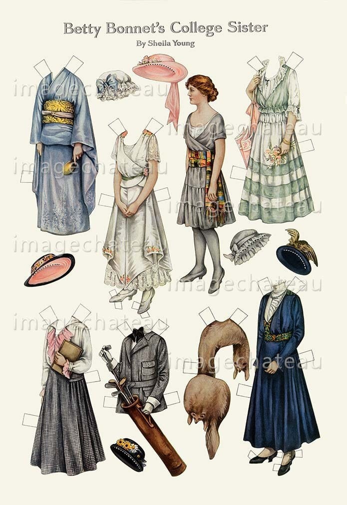 BETTY BONNET Paper Dolls DIGITAL Download Big Sister College Girl ...