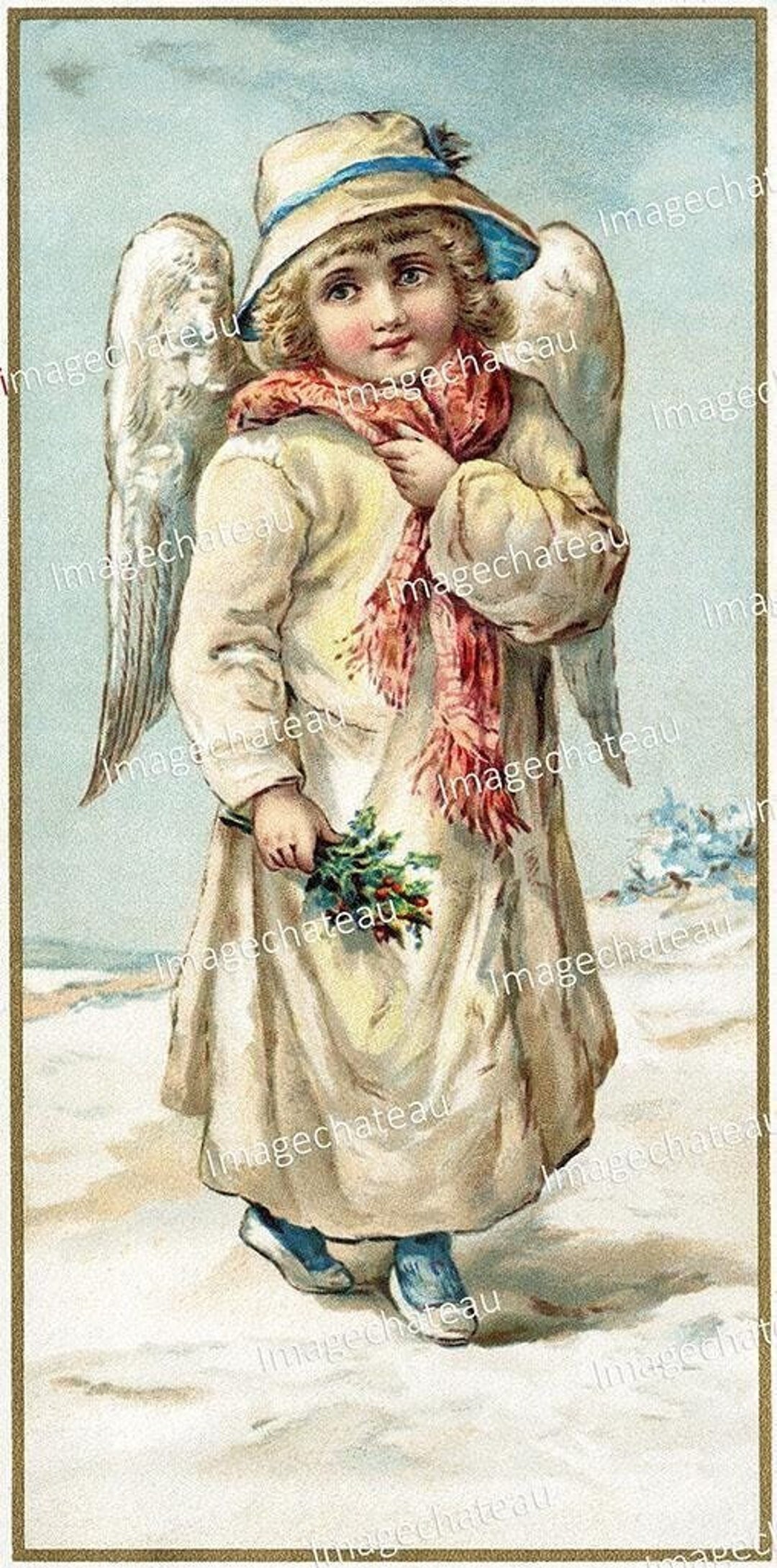 Little ANGEL in the Snow DIGITAL DOWNLOAD Christmas Child Hat Coat ...