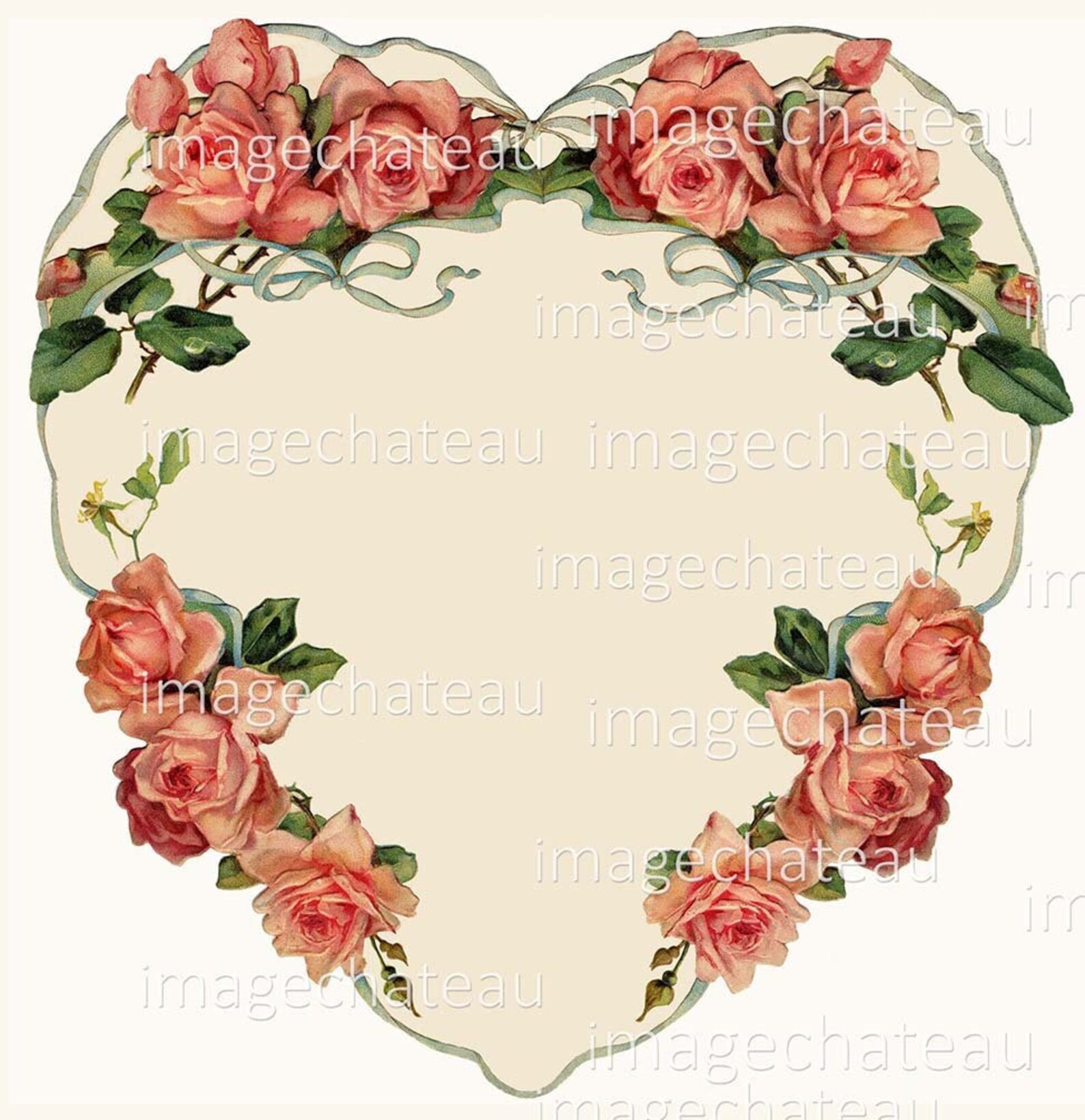 HEART SHAPED Border DIGITAL Download With Roses Vines Flowers Add Your ...