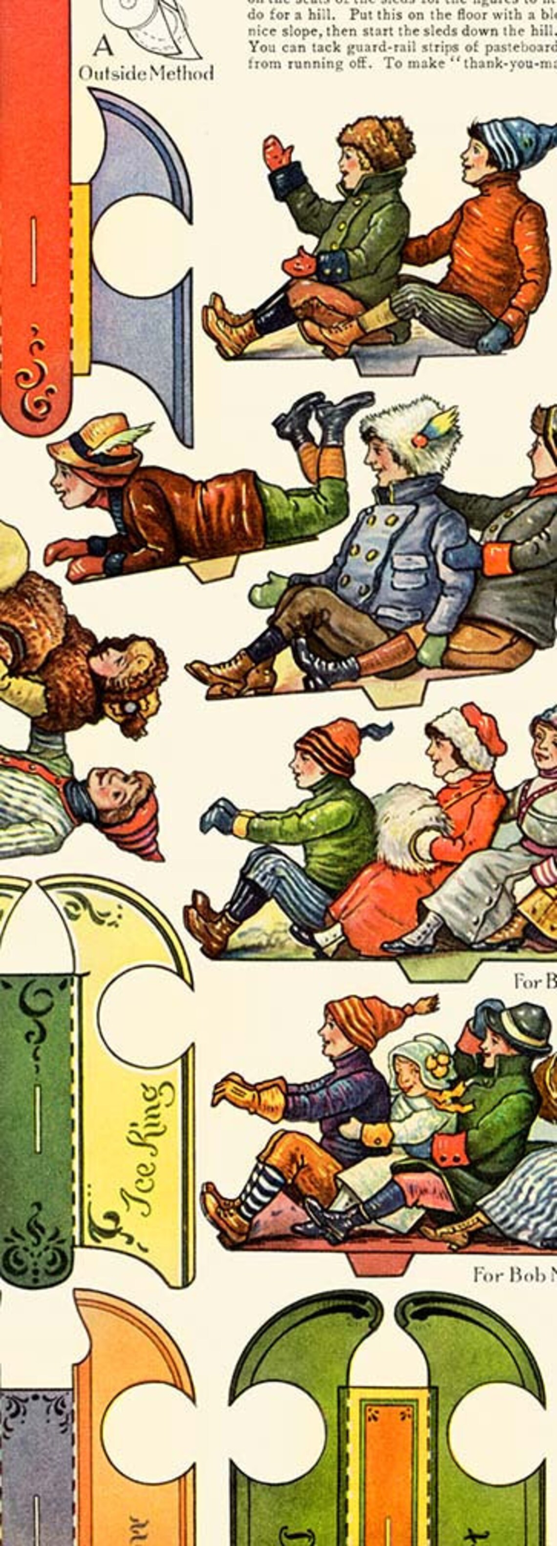 Snow BOB SLED DIGITAL Download Cut Outs Little Boys Girls Sledding ...