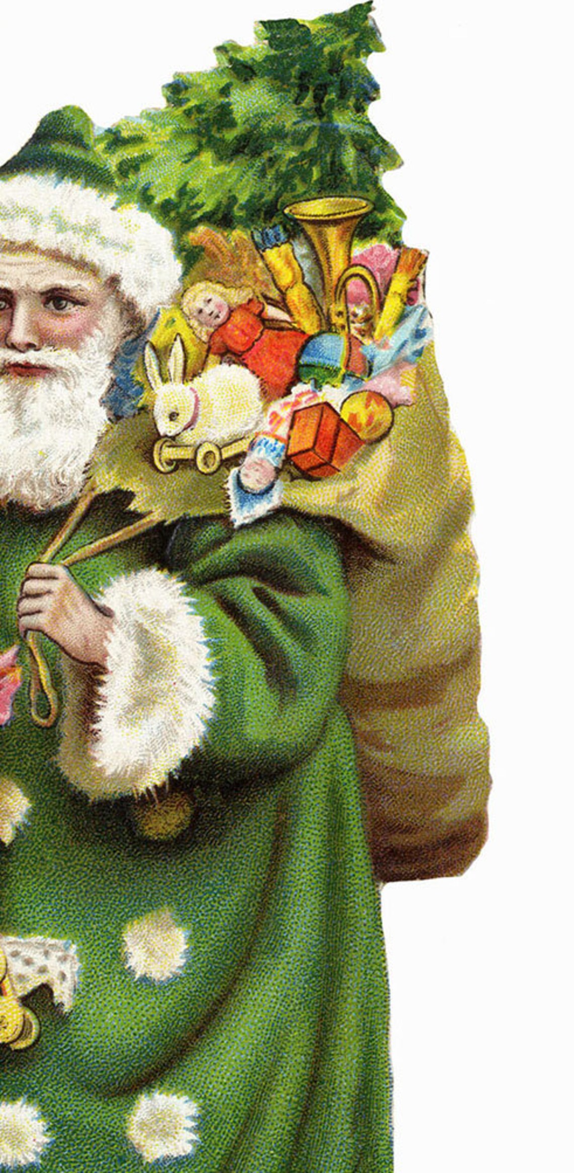 Tall SANTA CLAUS Green Robe DIGITAL Download 8 Inch High Christmas Tree ...
