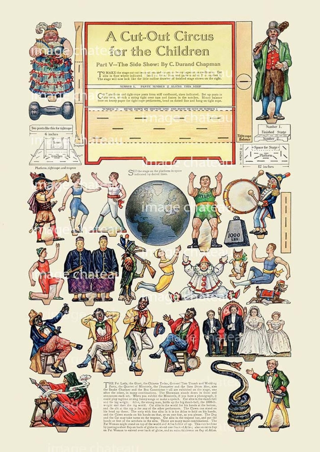 CIRCUS Cut Outs Digital DOWNLOAD Snake Charmer Acrobats Minstrels Fat ...
