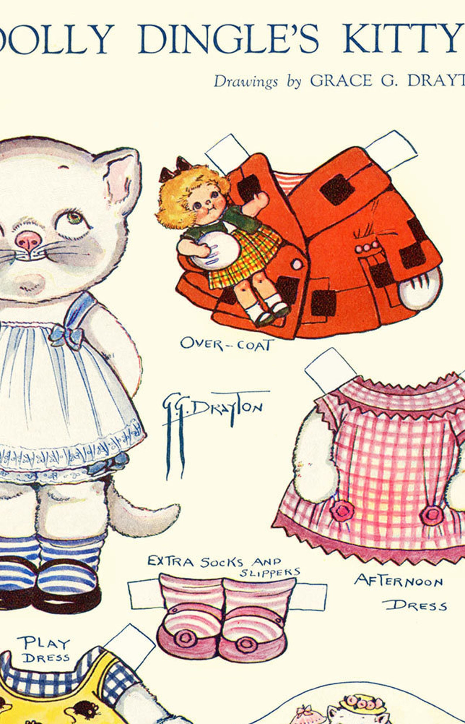 Dolly Dingle KITTY CAT White Kitten Paper Doll Digital DOWNLOAD Grace ...