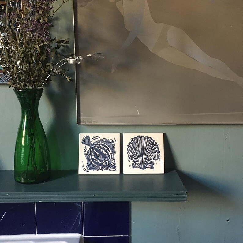 Scallop Shell Handmade Ceramic Tile Trivet or Coaster - Etsy