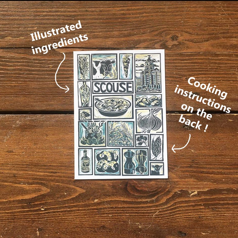 Scouse Illustrated Recipe Greetings Card With Cooking Instructions on ...