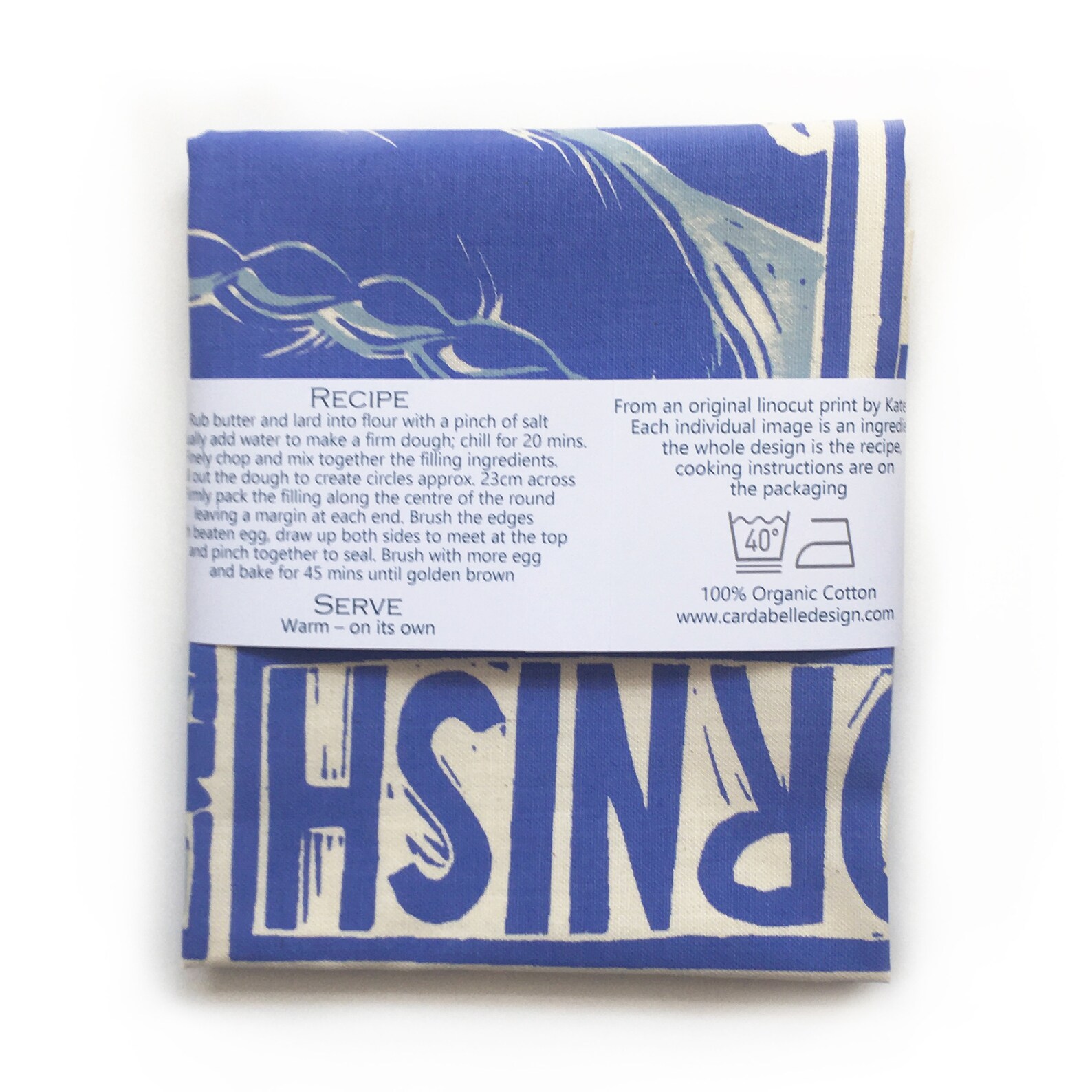 Cornish Pasty Illustrated Recipe Tea Towel, Comes With Cooking ...