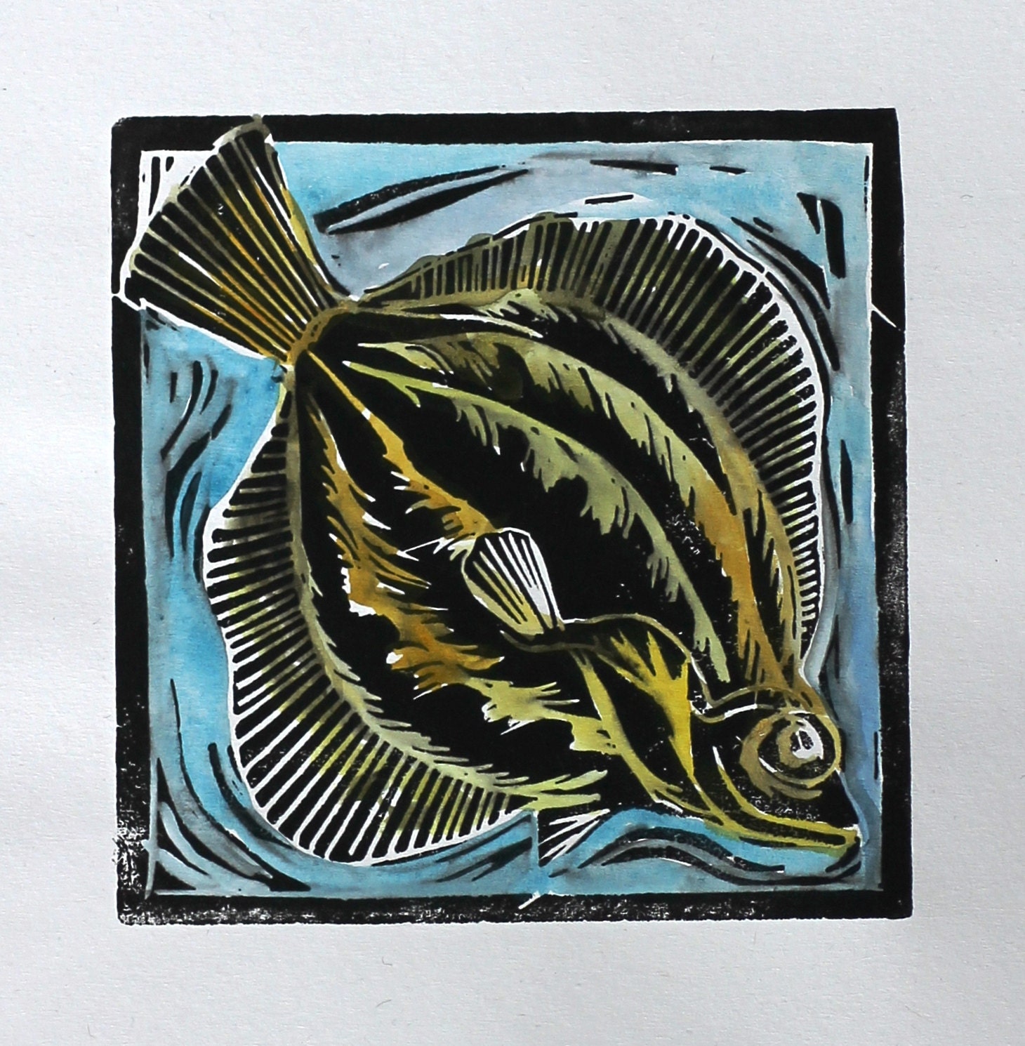 Fish Food Theme Lino Cut Prints Available in Black and - Etsy Canada