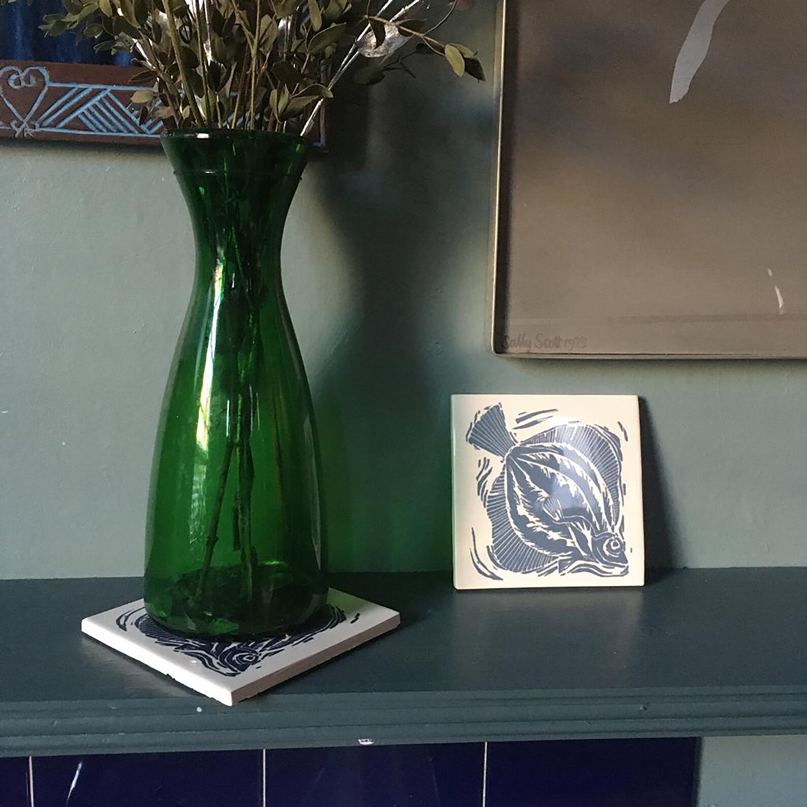 Handmade Ceramic Tiles Screen Printed With My Lino Cut Designs Plaice ...