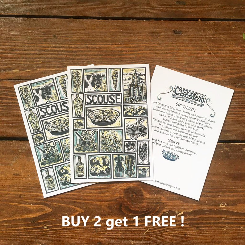 Scouse Illustrated Recipe Greetings Card with cooking | Etsy