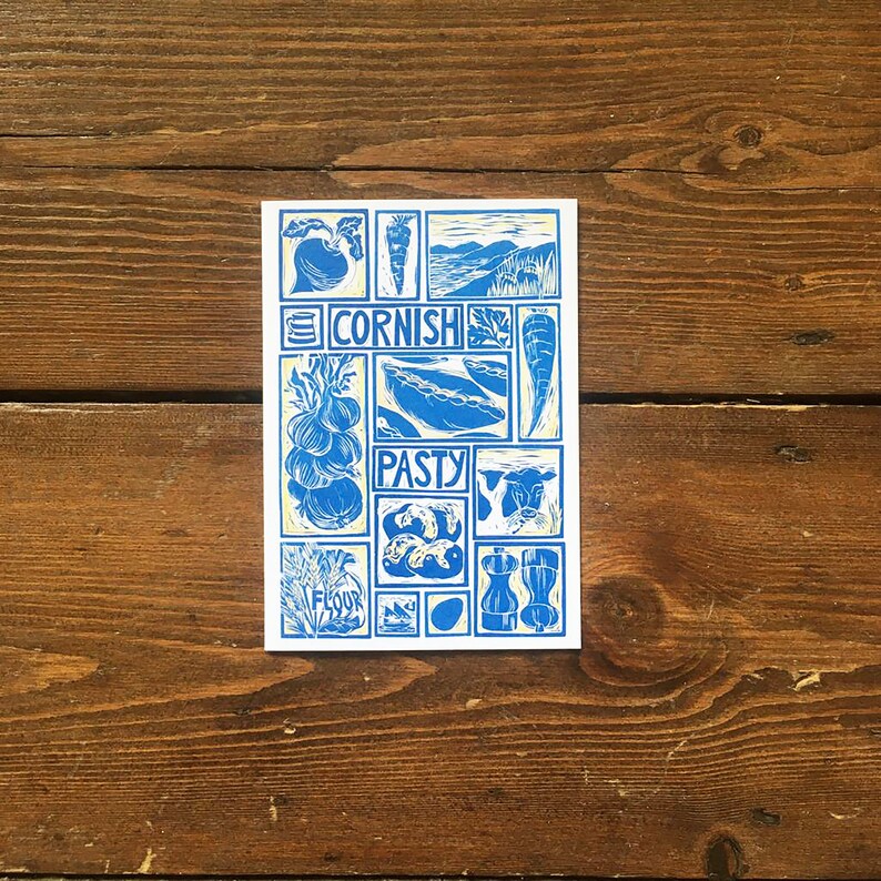Cornish Pasty Illustrated Recipe Greetings Card With Cooking - Etsy