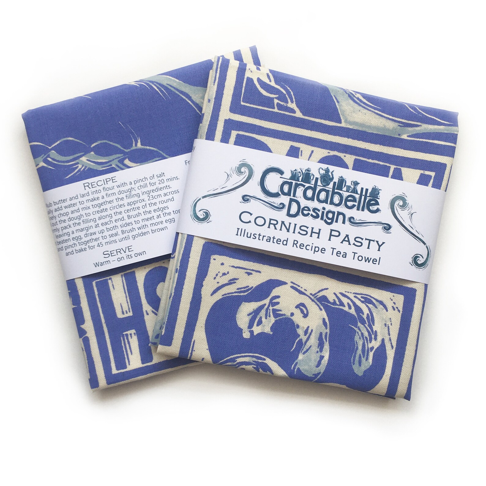 Cornish Pasty Illustrated Recipe Tea Towel, Comes With Cooking ...