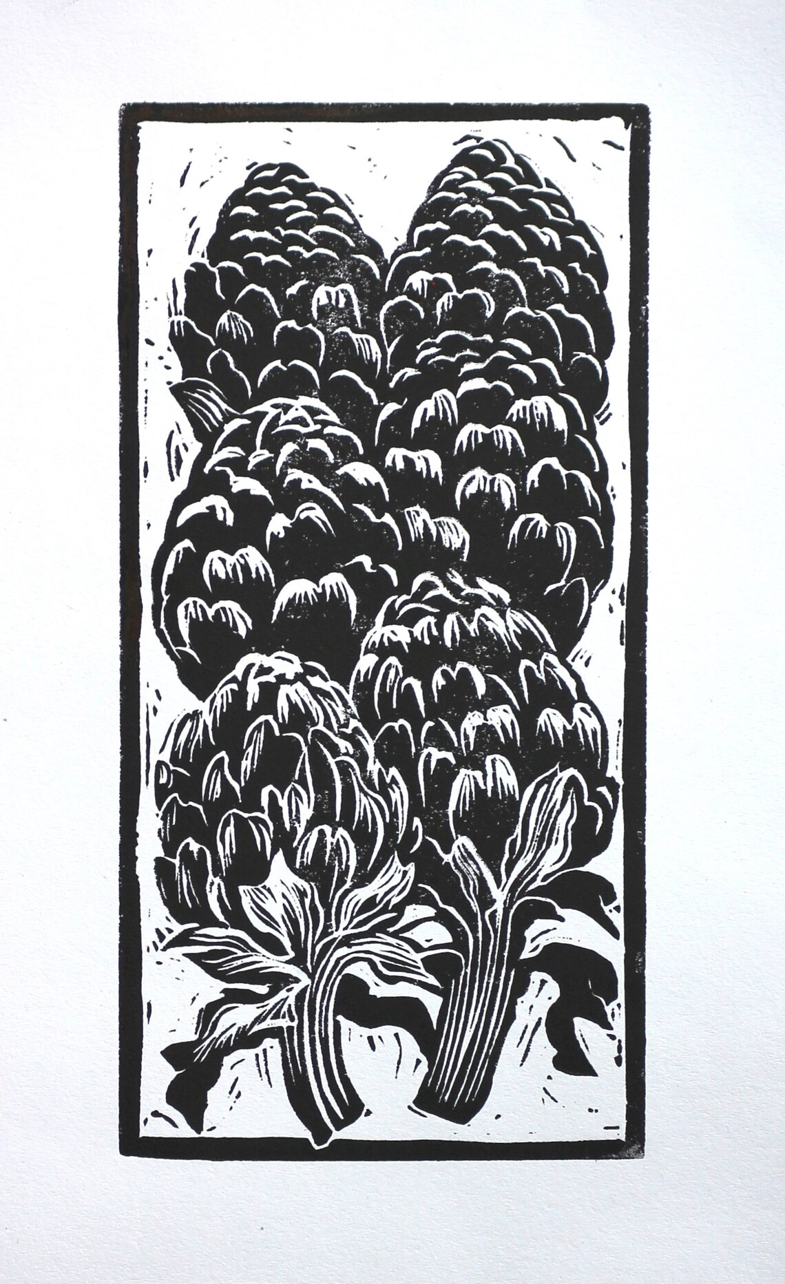 Onions: Food Theme Lino Cut Prints, Available in Black and White, or ...