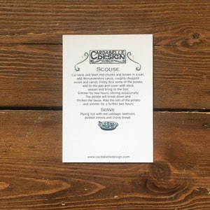 Scouse Illustrated Recipe Greetings Card With Cooking Instructions on ...