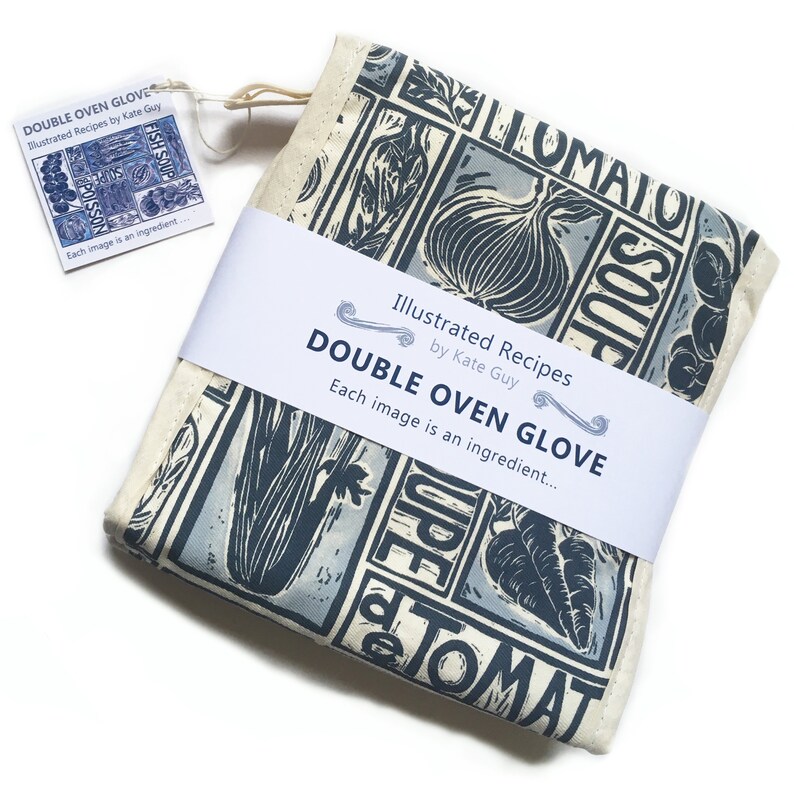 Illustrated Recipe Double Oven Glove, Organic Cotton - Comes With ...