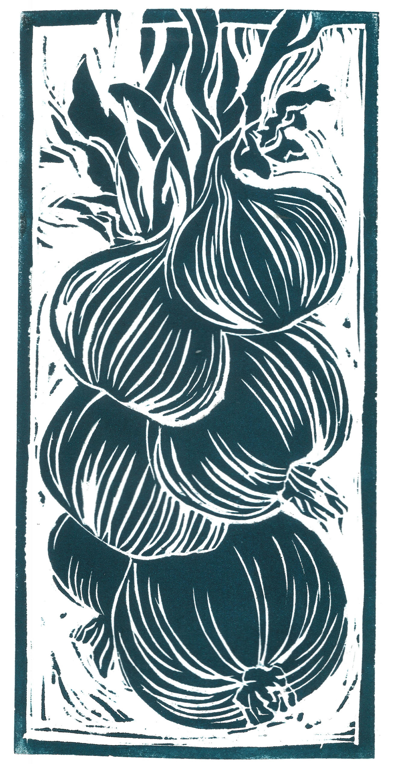 Spring Onions: Food Theme Lino Cut Prints, Available in Black and White ...