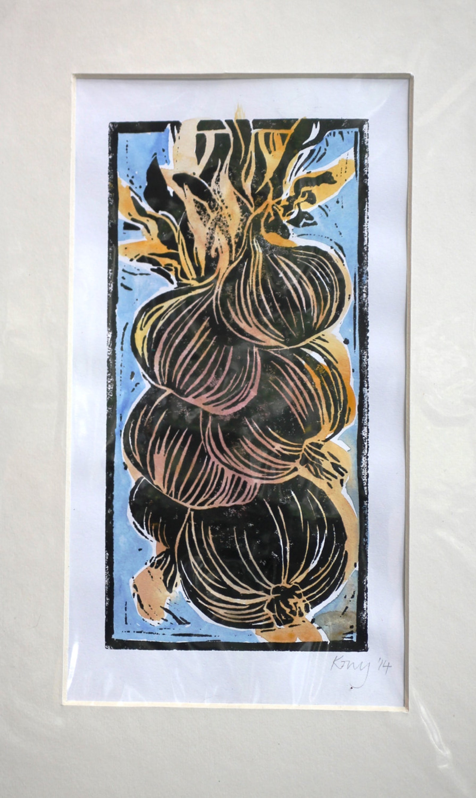 Onions: Food Theme Lino Cut Prints, Available in Black and White, or ...