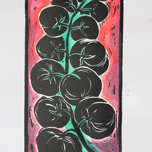 Tomatoes: Food Theme Lino Cut Prints, Available in Black and White, or ...