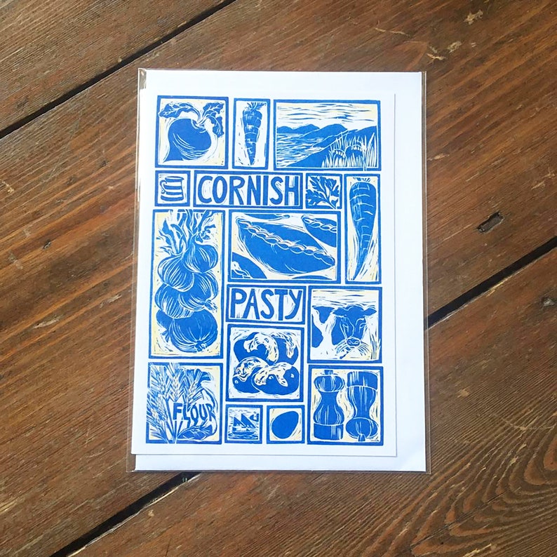 Cornish Pasty Illustrated Recipe Greetings Card With Cooking - Etsy