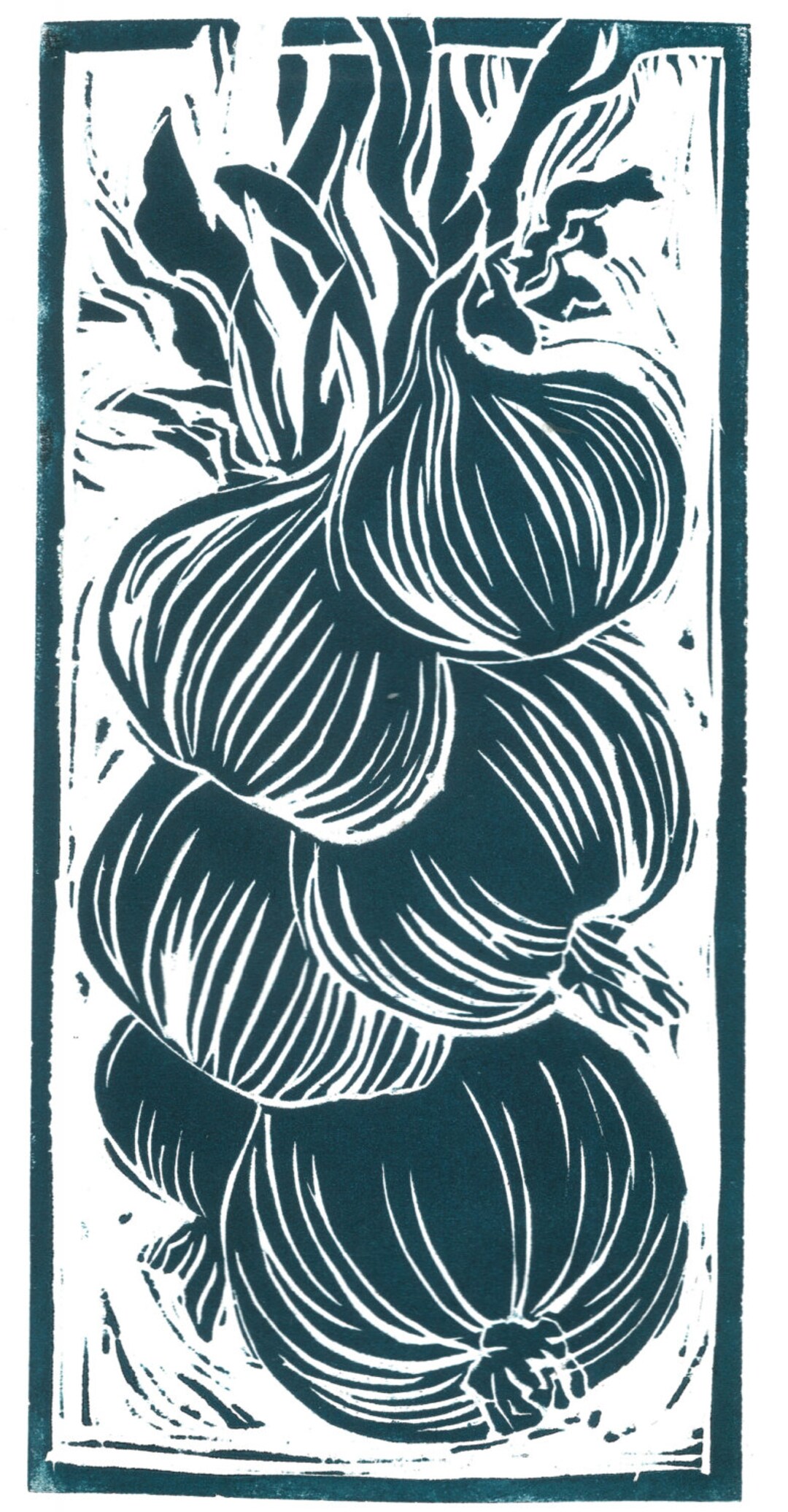 Onions: Food Theme Lino Cut Prints, Available in Black and White, or ...