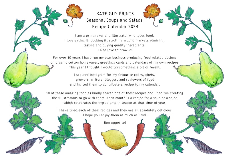 2025 Illustrated Recipe Calendar: Seasonal Vegetarian Soups & Salads - Etsy
