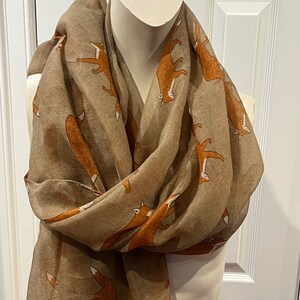 Scarf Fox Print on Tan Background - Etsy