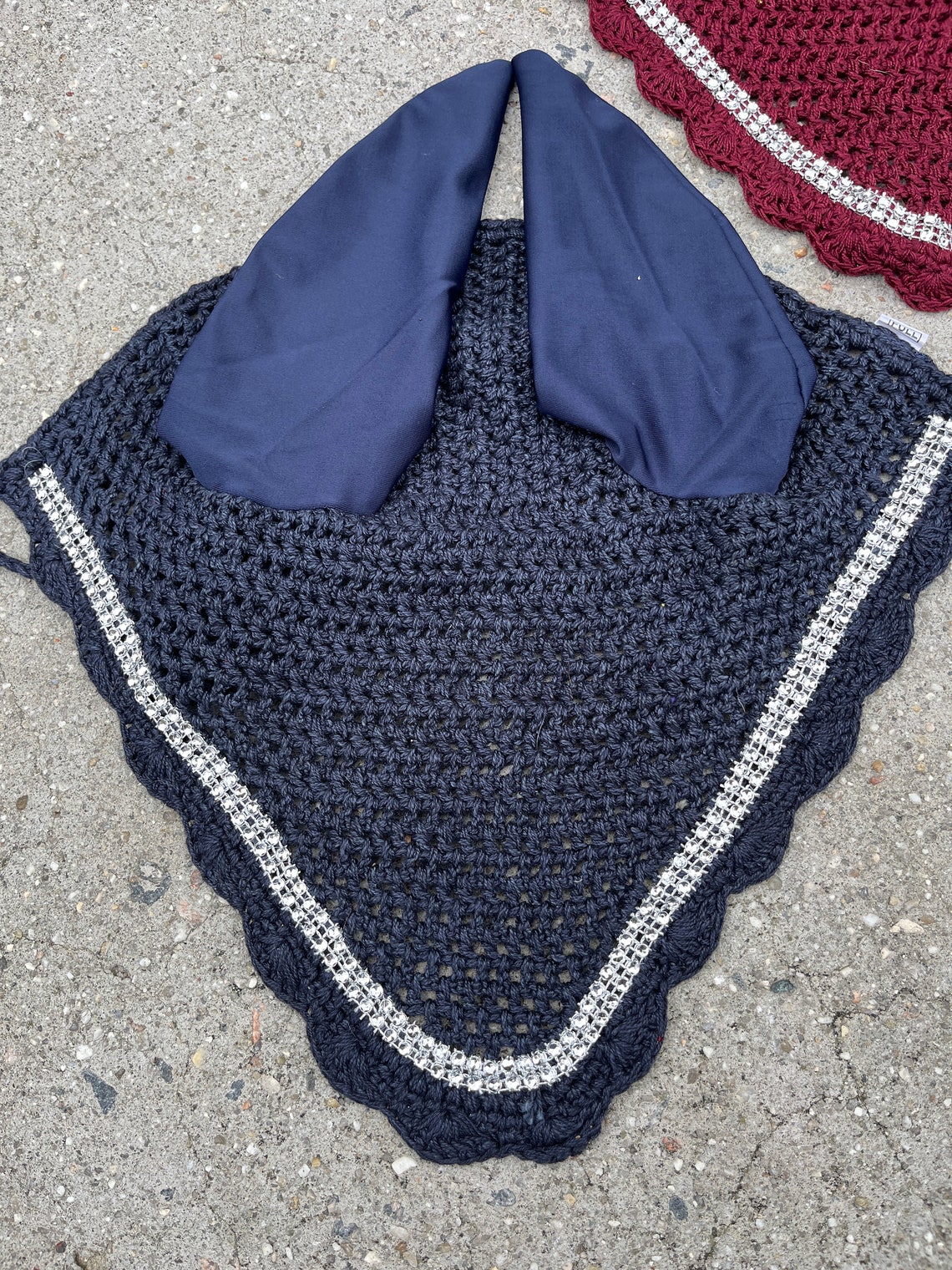 Fly Bonnet With Bling Veil Ear Net Bonnet Mask Cotton Crochet - Etsy