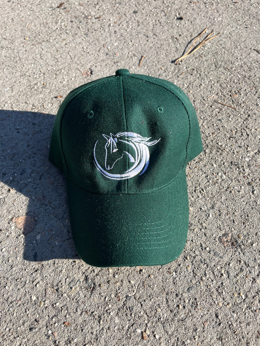 Baseball Cap Hat Horse Equestrian Green and White - Horse Gift ...