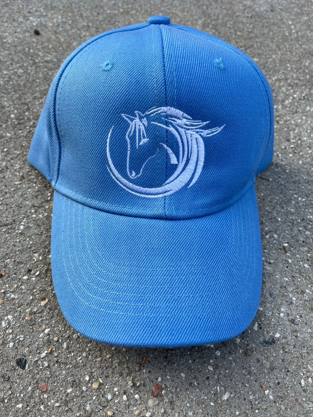 Baseball Cap Hat Horse Equestrian Blue and White - Horse Gift ...