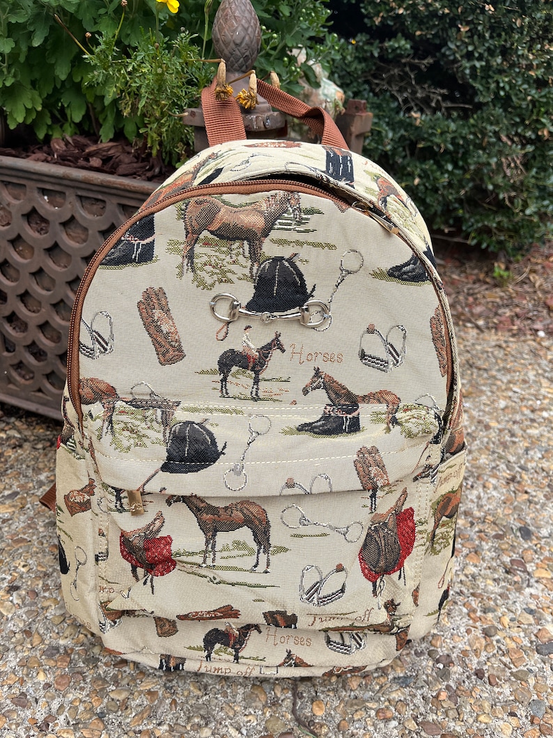 Backpack Equestrian Horse Tapestry English Print Helmet Bag - Etsy