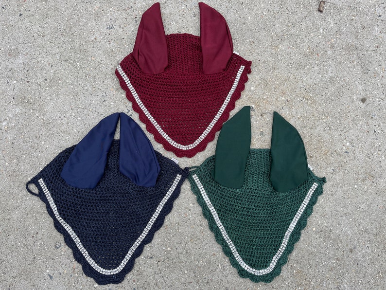 Fly Bonnet With Bling Veil Ear Net Bonnet Mask Cotton Crochet - Etsy