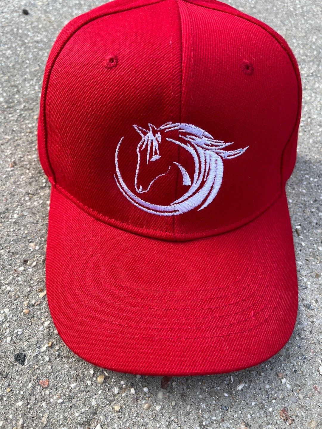 Baseball Cap Hat Horse Equestrian Red and White - Horse Gift ...