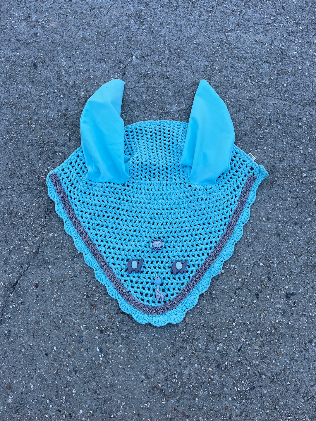 Fly Bonnet "jungle" Horse or Pony Size With Braid Veil Ear Net Bonnet ...