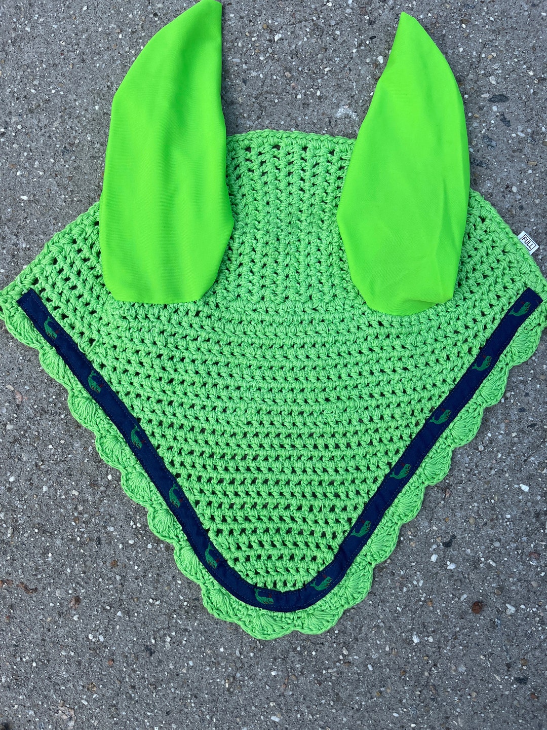 Fly Bonnet Lime Green With WHALES Trim Ear Net Bonnet Mask Cotton ...