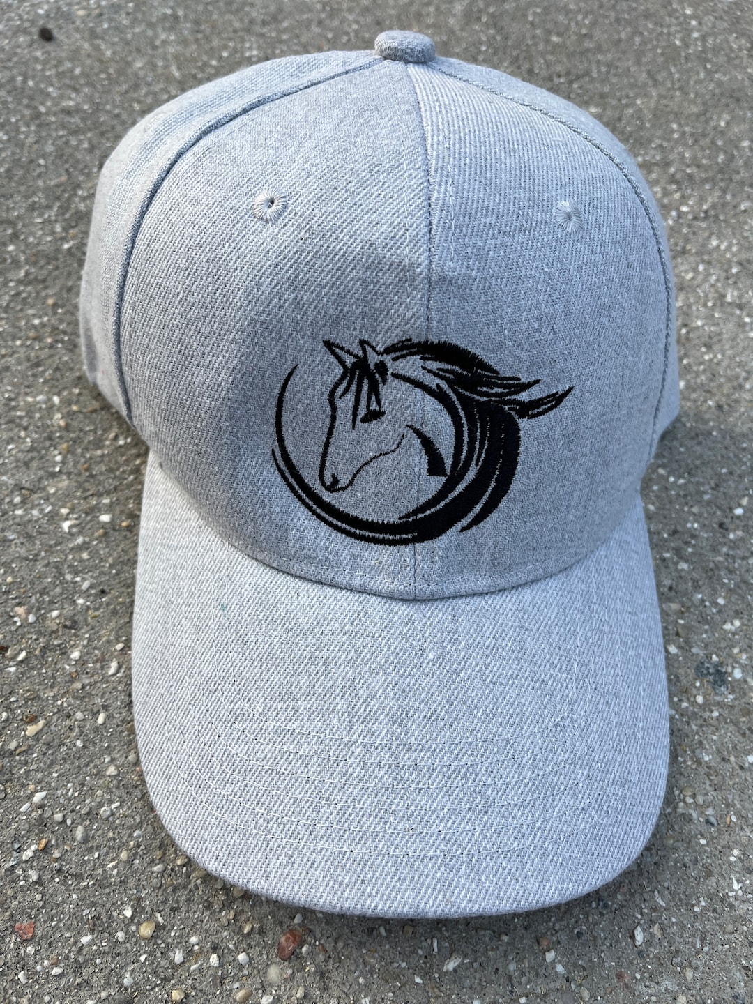 Baseball Cap Hat Horse Equestrian Light Grey and Black - Horse Gift ...