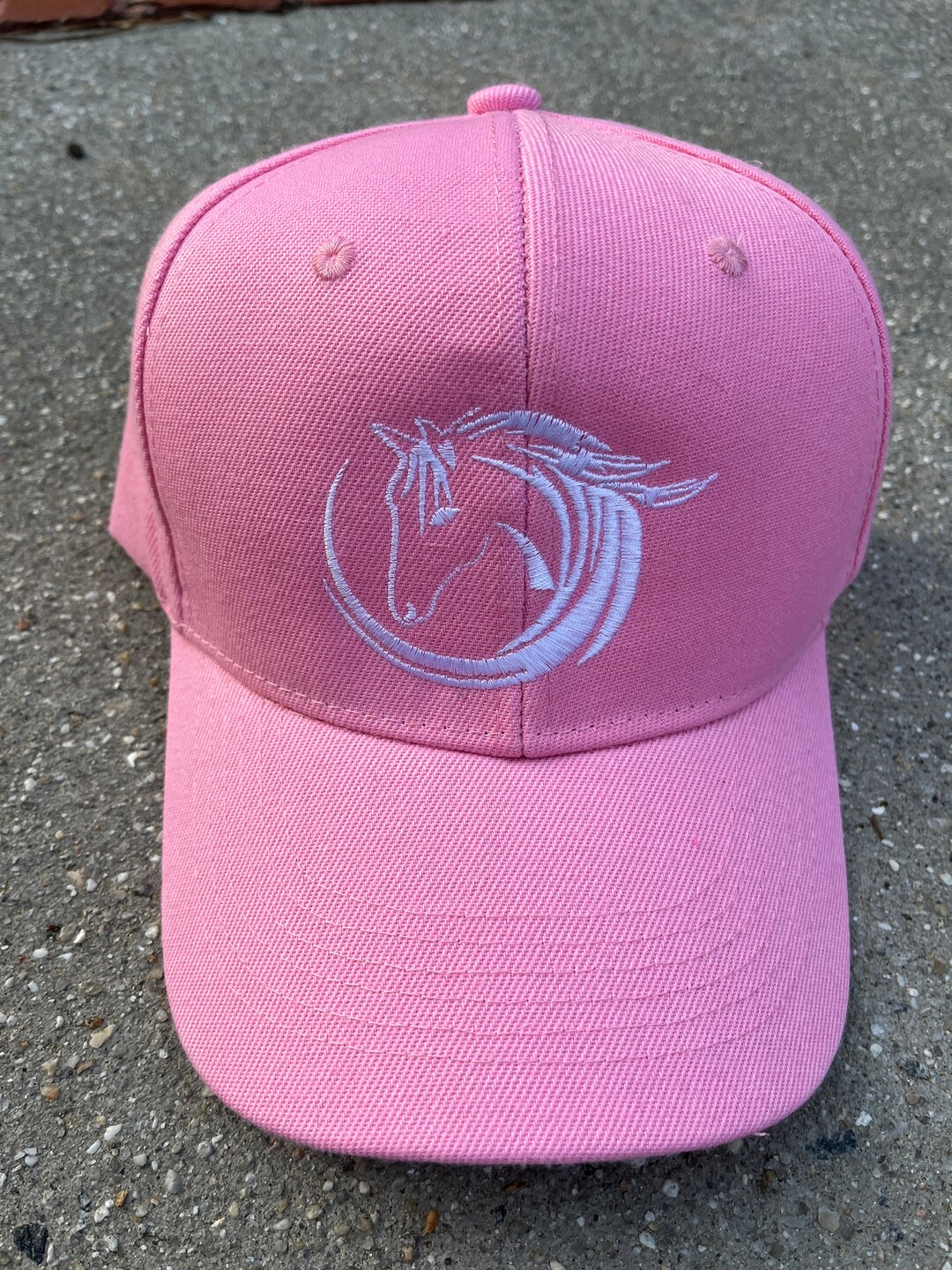 Baseball Cap Hat Horse Equestrian Pastel Pink and White - Horse Gift ...