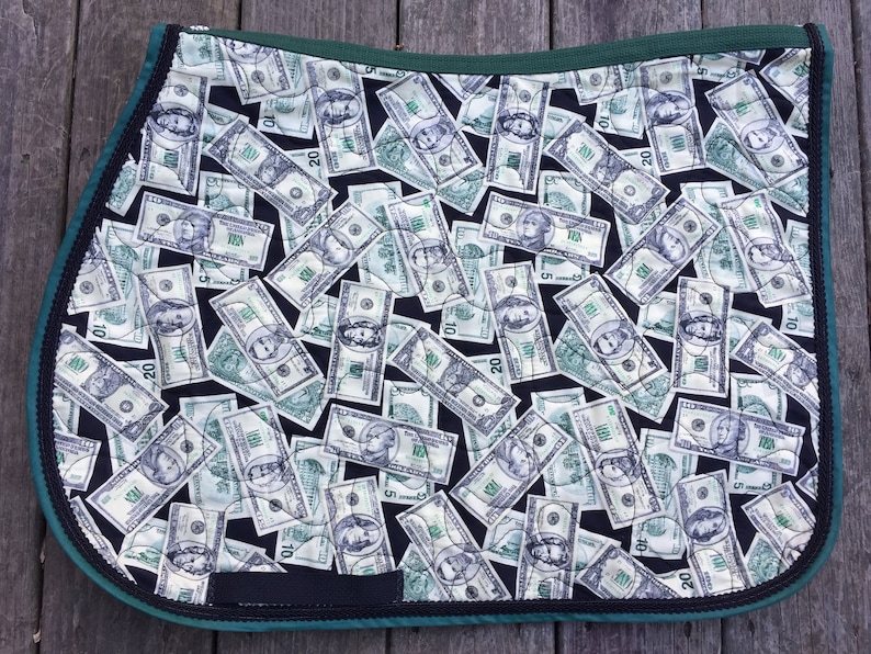 Saddle Pad English Custom TOSSED MONEY Print With Braided - Etsy