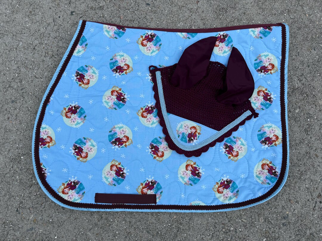 Saddle Pad FROZAN Sisters Elsa and Anna With Braided Trim HORSE or PONY ...