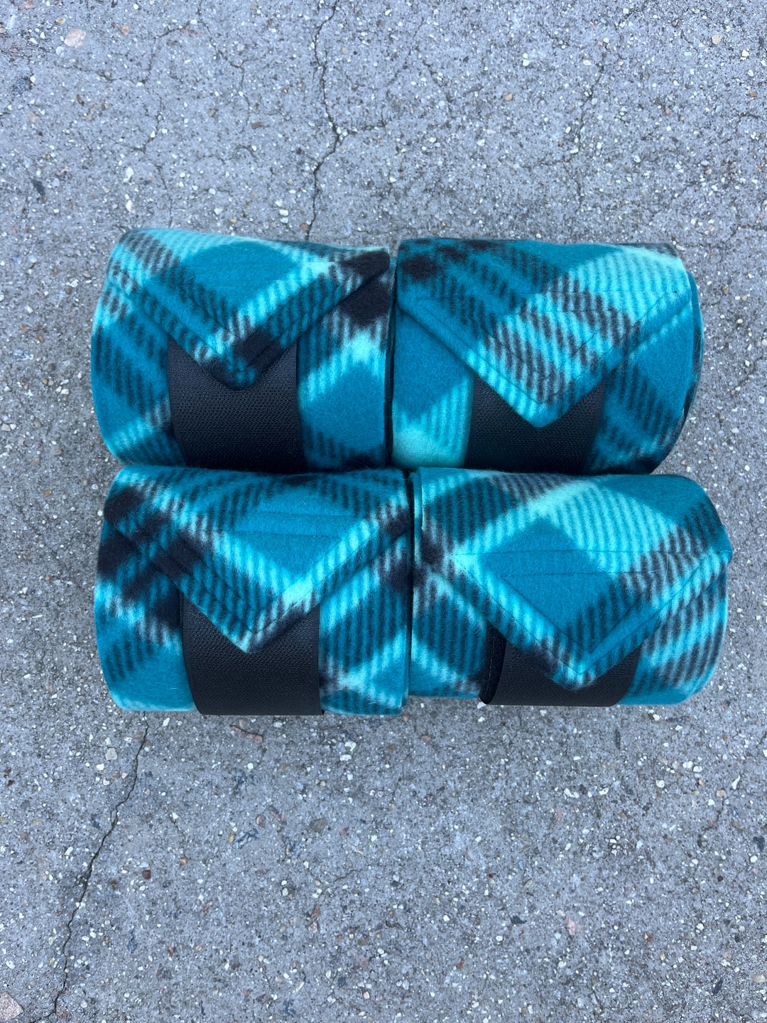 Polo Wraps Teal and Black Plaid Horse or Pony Polo Wraps Sets of 2 or 4 ...