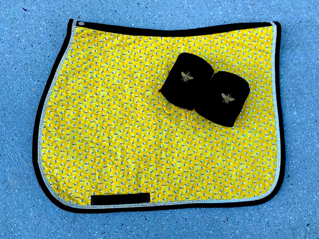 Saddle Pad English Glitter Bees Withbling Trim Horse or Pony Sizes With ...