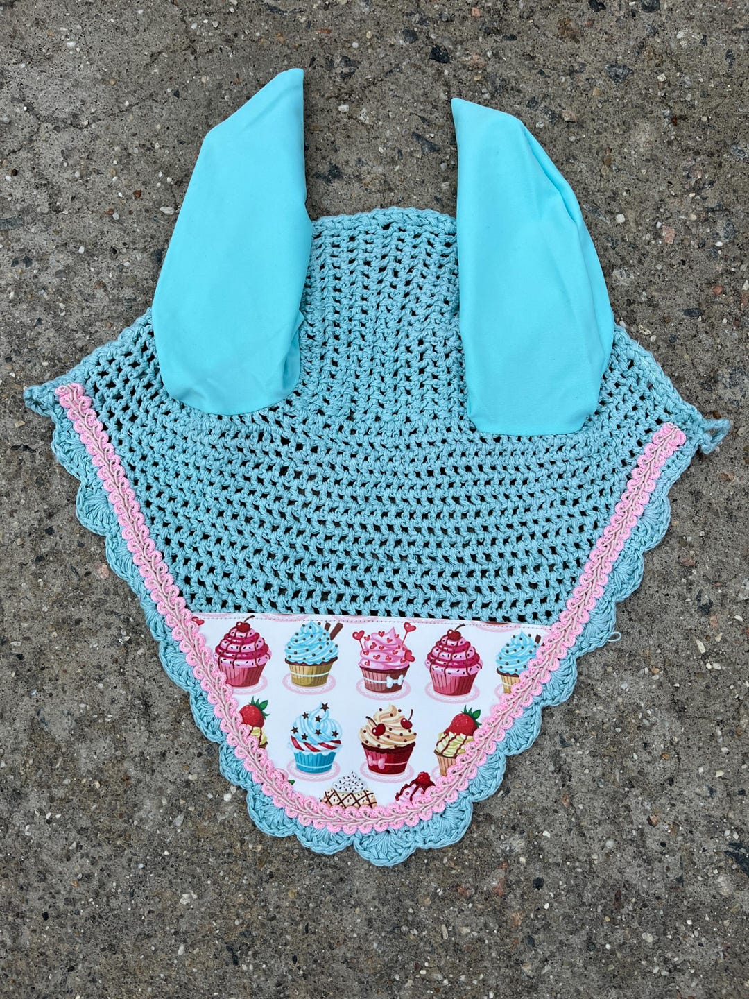 Fly Bonnet "cupcakes" Horse or Pony Size Veil Ear Net Bonnet Mask ...