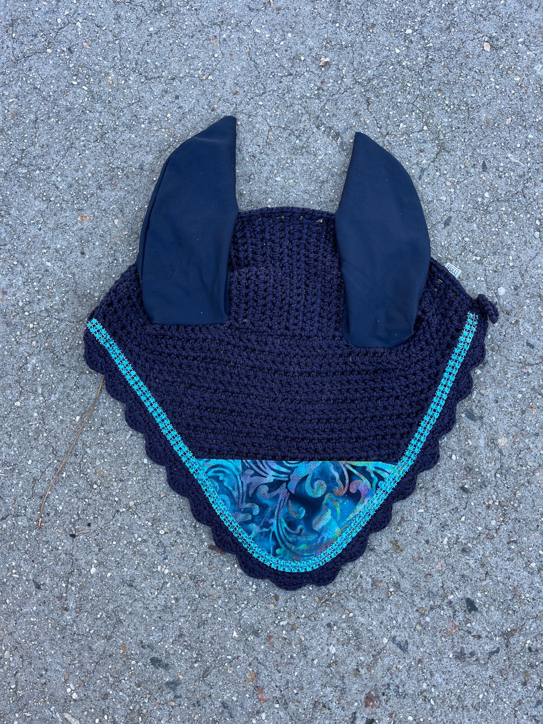 Fly Bonnet Batik Blue on Navy Horse or Pony Size With Bling Veil Ear ...