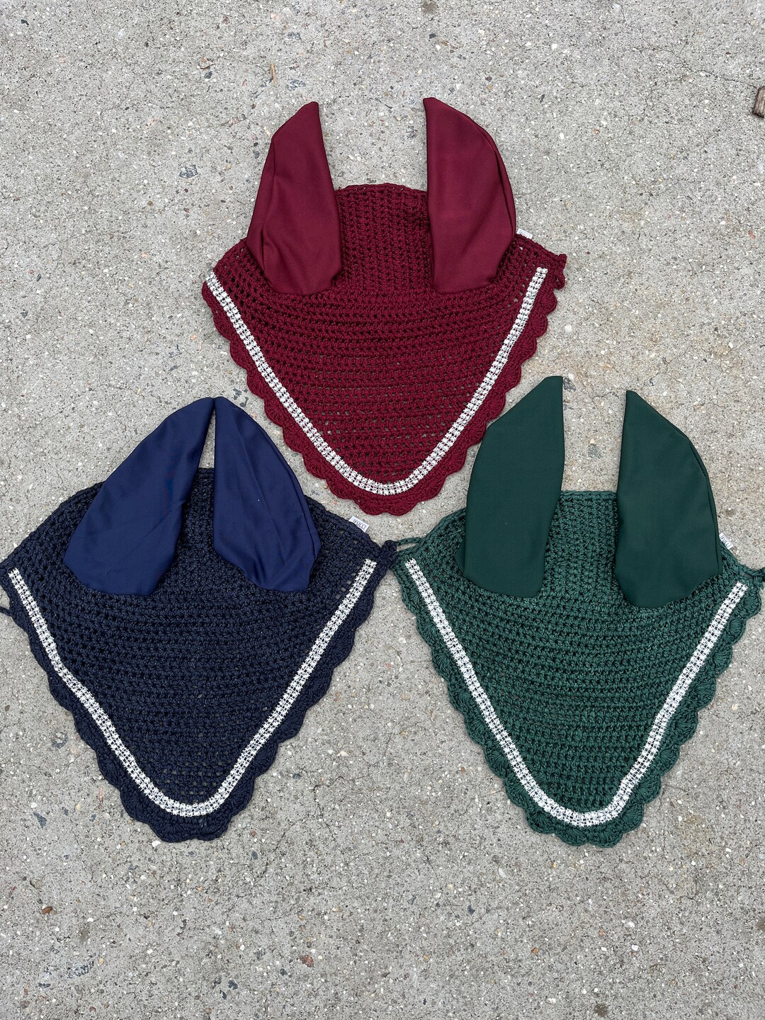 Fly Bonnet With Bling Veil Ear Net Bonnet Mask Cotton Crochet Hand Made ...