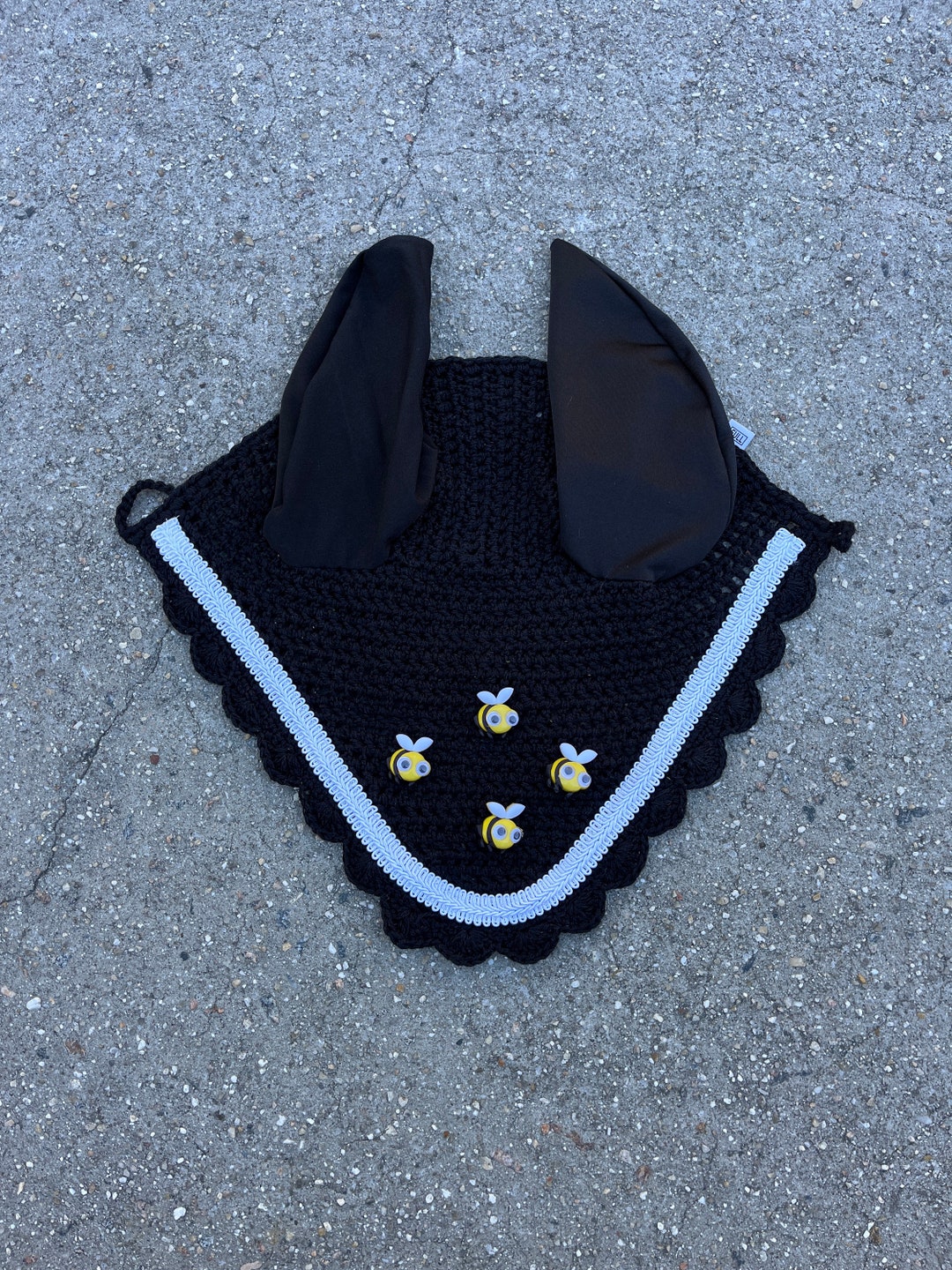 Fly Bonnet "bees" Horse or Pony Size With Braid Veil Ear Net Bonnet ...