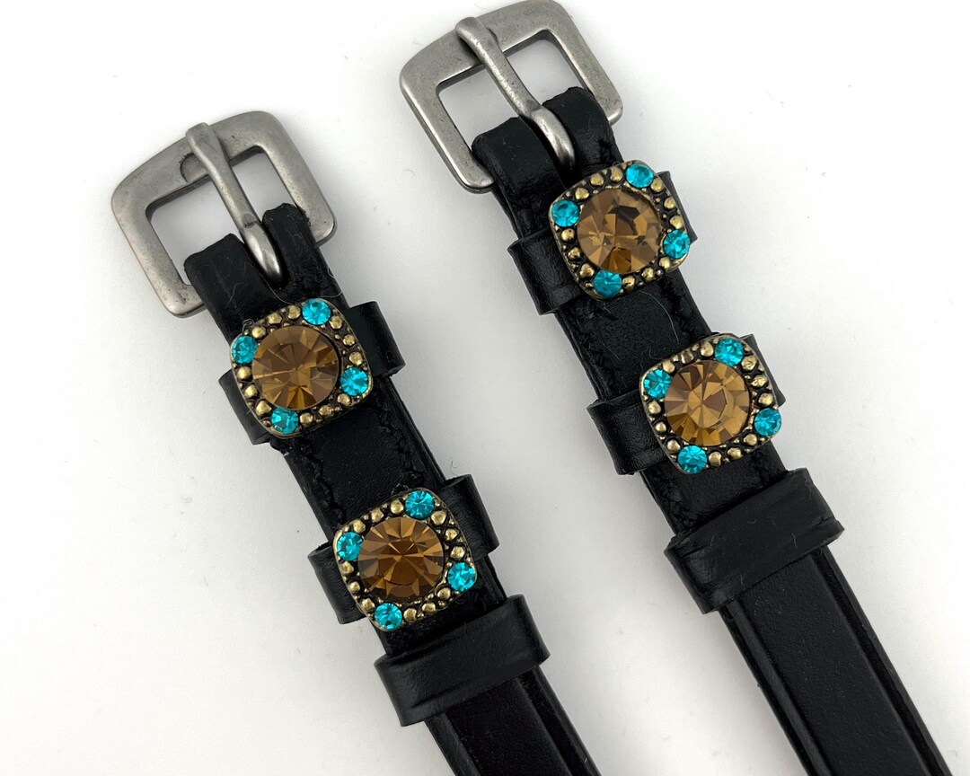 Spur Straps Topaz Colored and Blue Zircon Colored Elements With Black ...