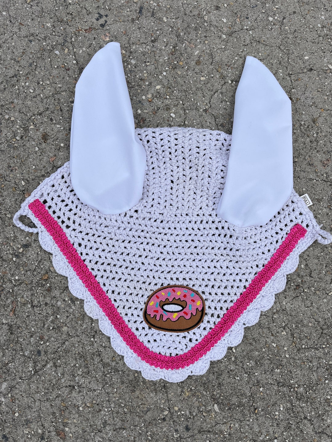 Fly Bonnet Donuts With Hot Pink Braid Trim Ear Net Bonnet Mask Cotton ...