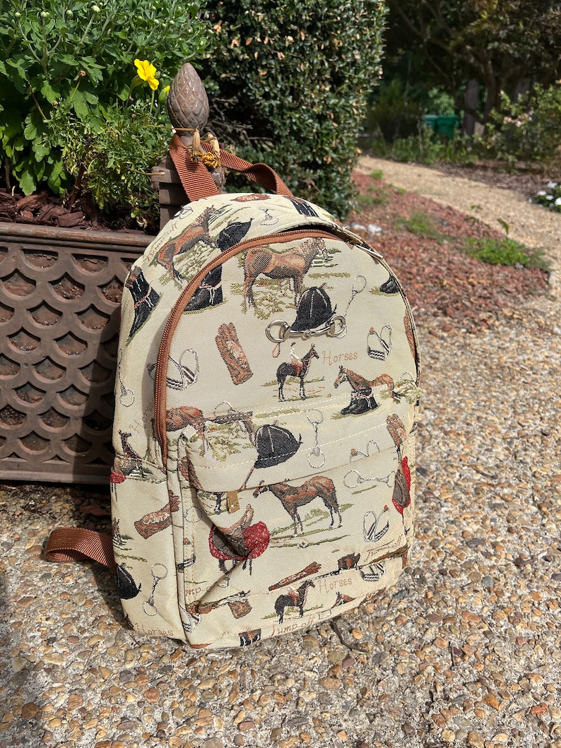Backpack Equestrian Horse Tapestry English Print Helmet Bag - Etsy