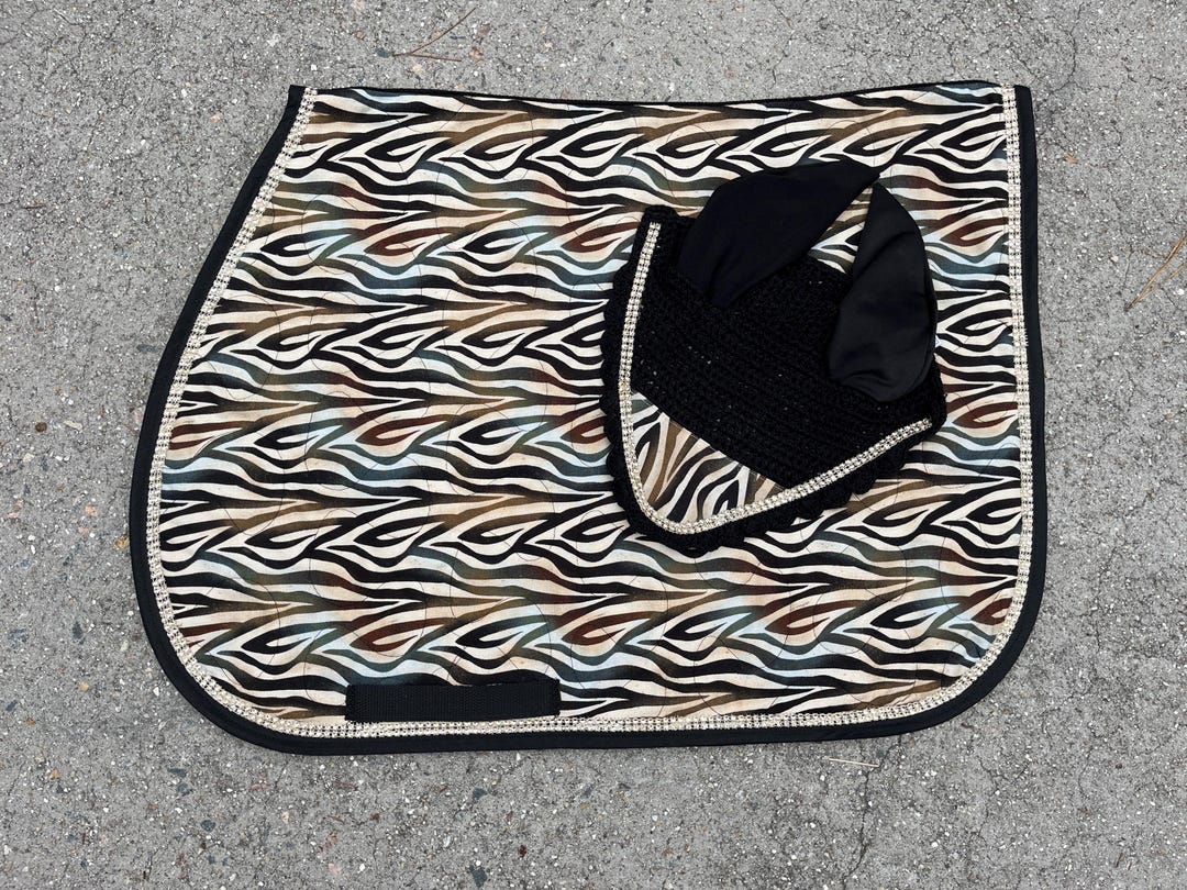 Saddle Pad ZEBRA Print With Blingtrim HORSE or PONY Size English or ...